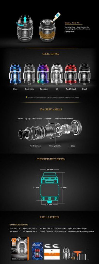 Zeus X RTA Tank Atomizer - SUPER VAPE - Eat Sleep Vape Repeat